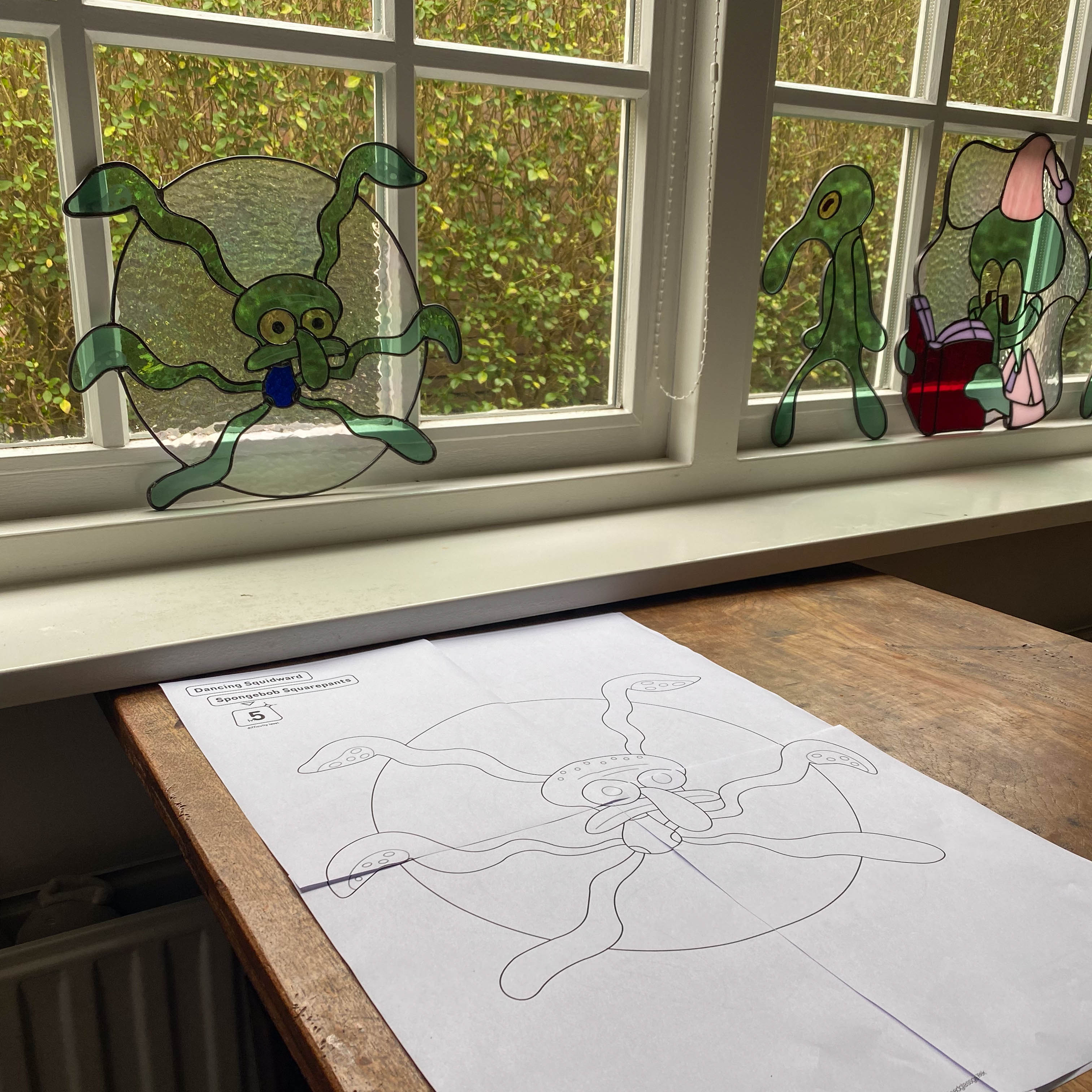 Dancing Squidward Inspired Stained Glass Pattern - PDF File
