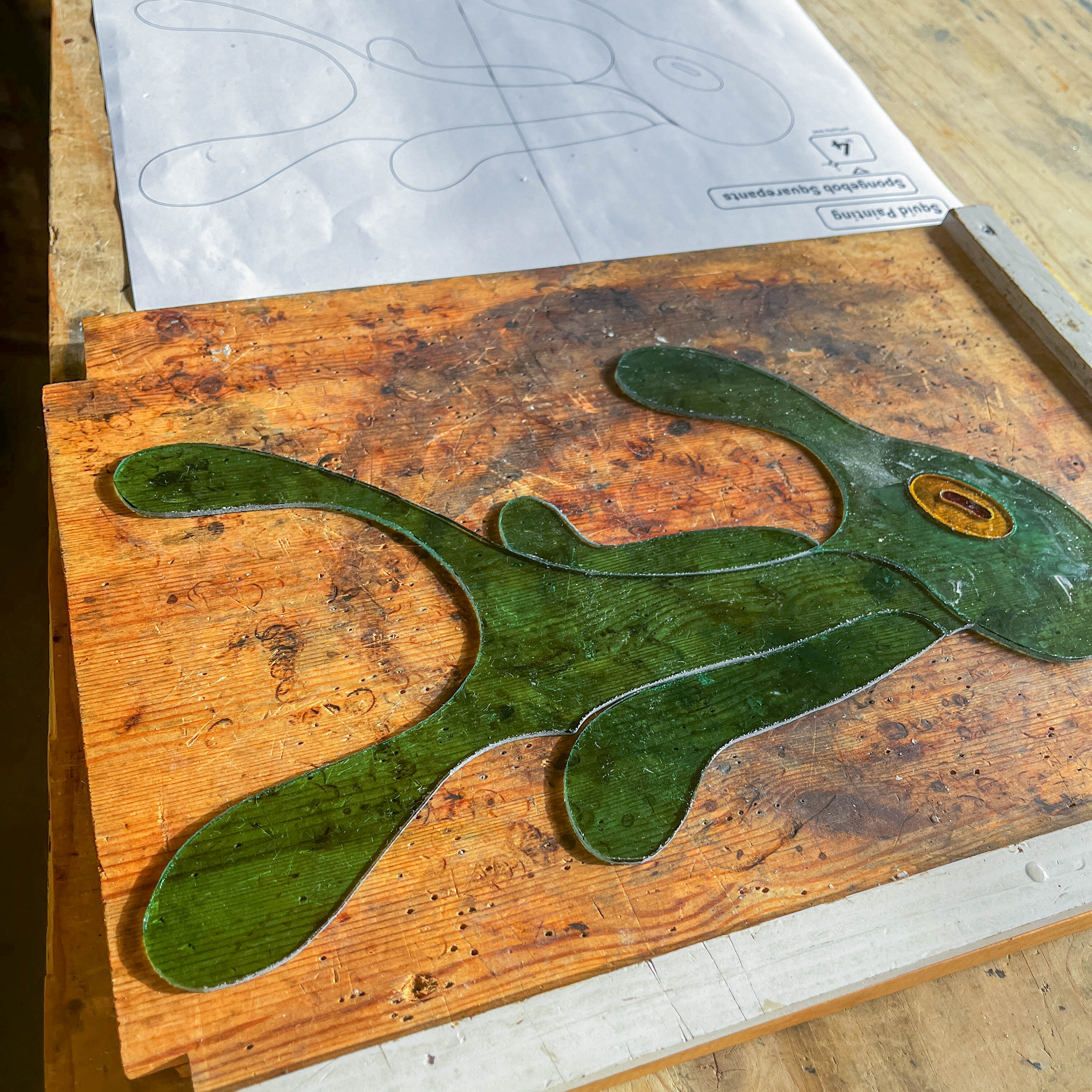 Squidward's Painting Inspired Stained Glass Pattern - PDF File