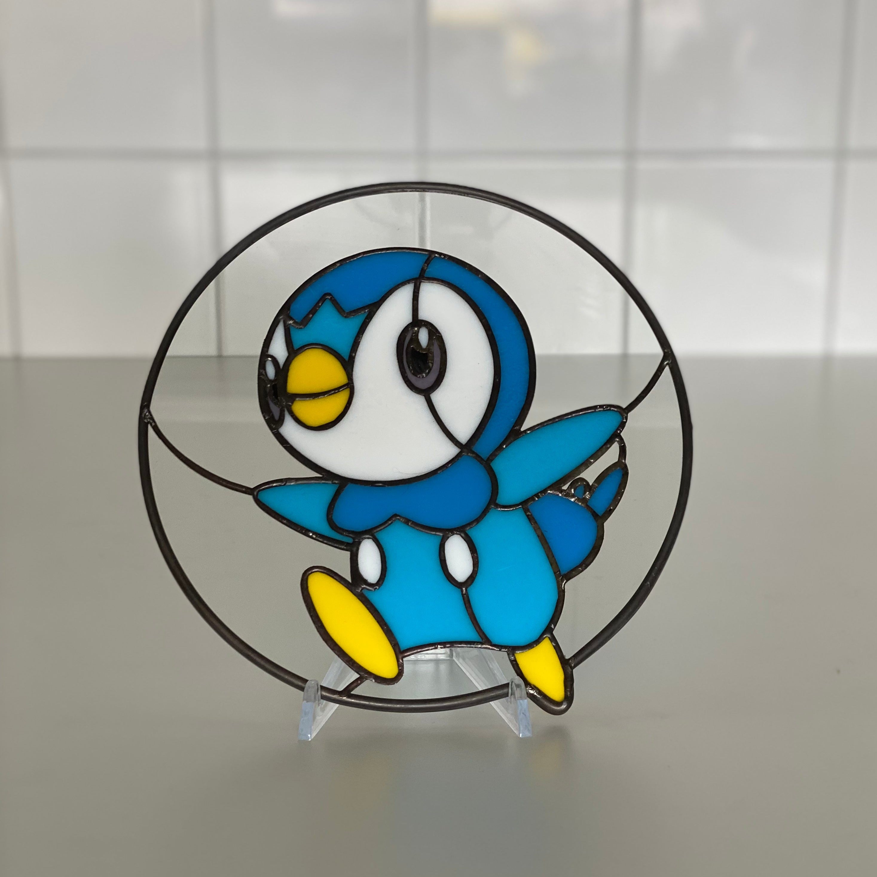 Piplup Inspired Stained Glass Art