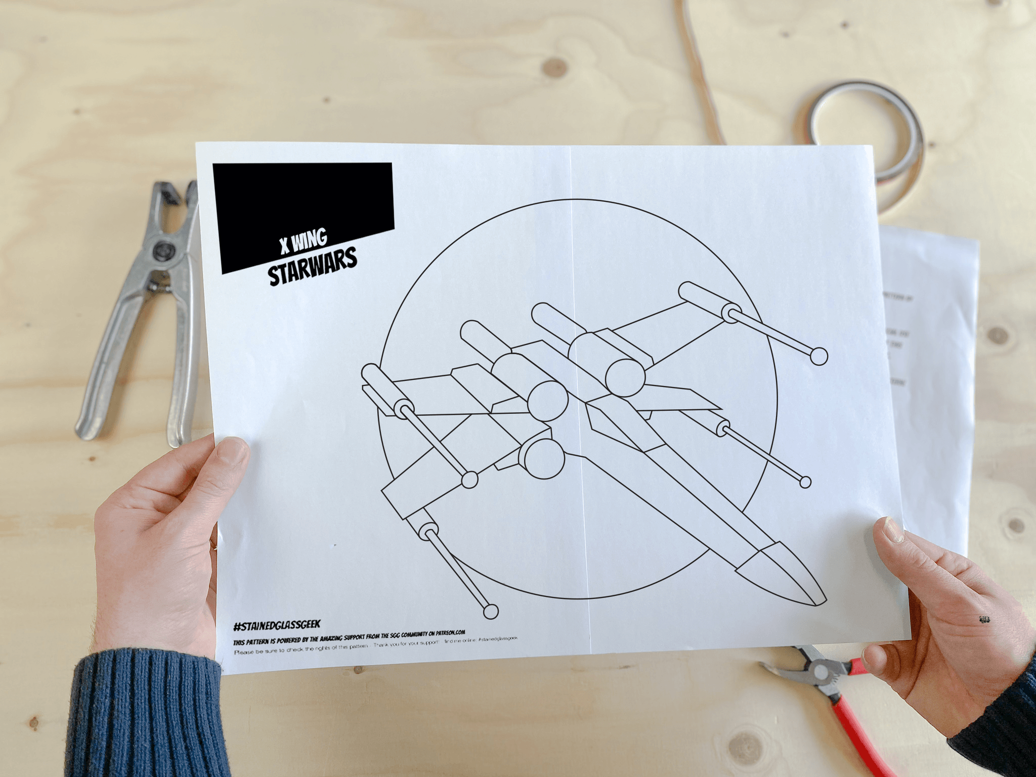 X-Wing Starfighter Inspired Stained Glass Pattern - PDF File
