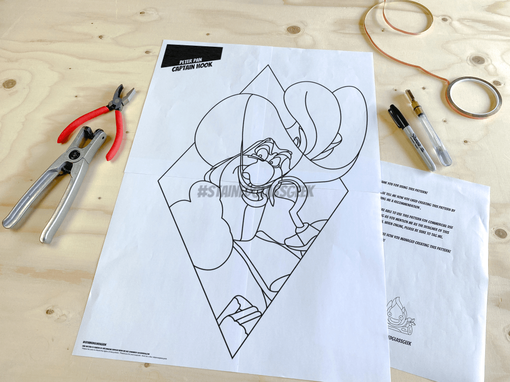 Captain Hook Inspired Stained Glass Pattern - Digital Download