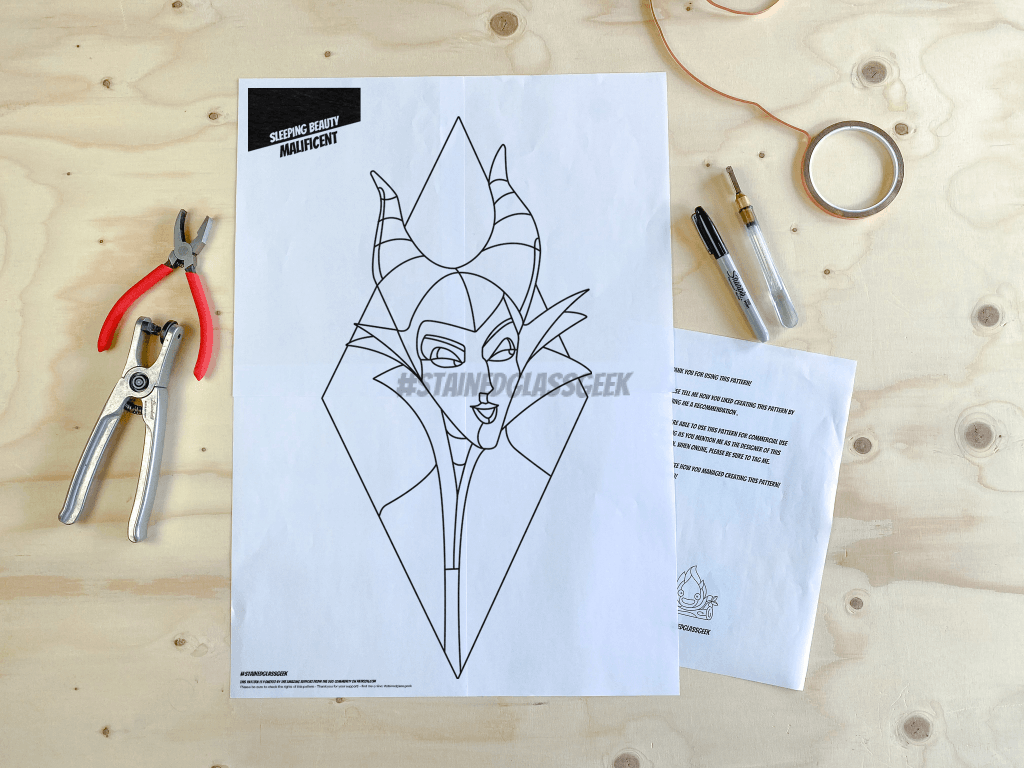 Maleficent Inspired Stained Glass Pattern - Digital Download