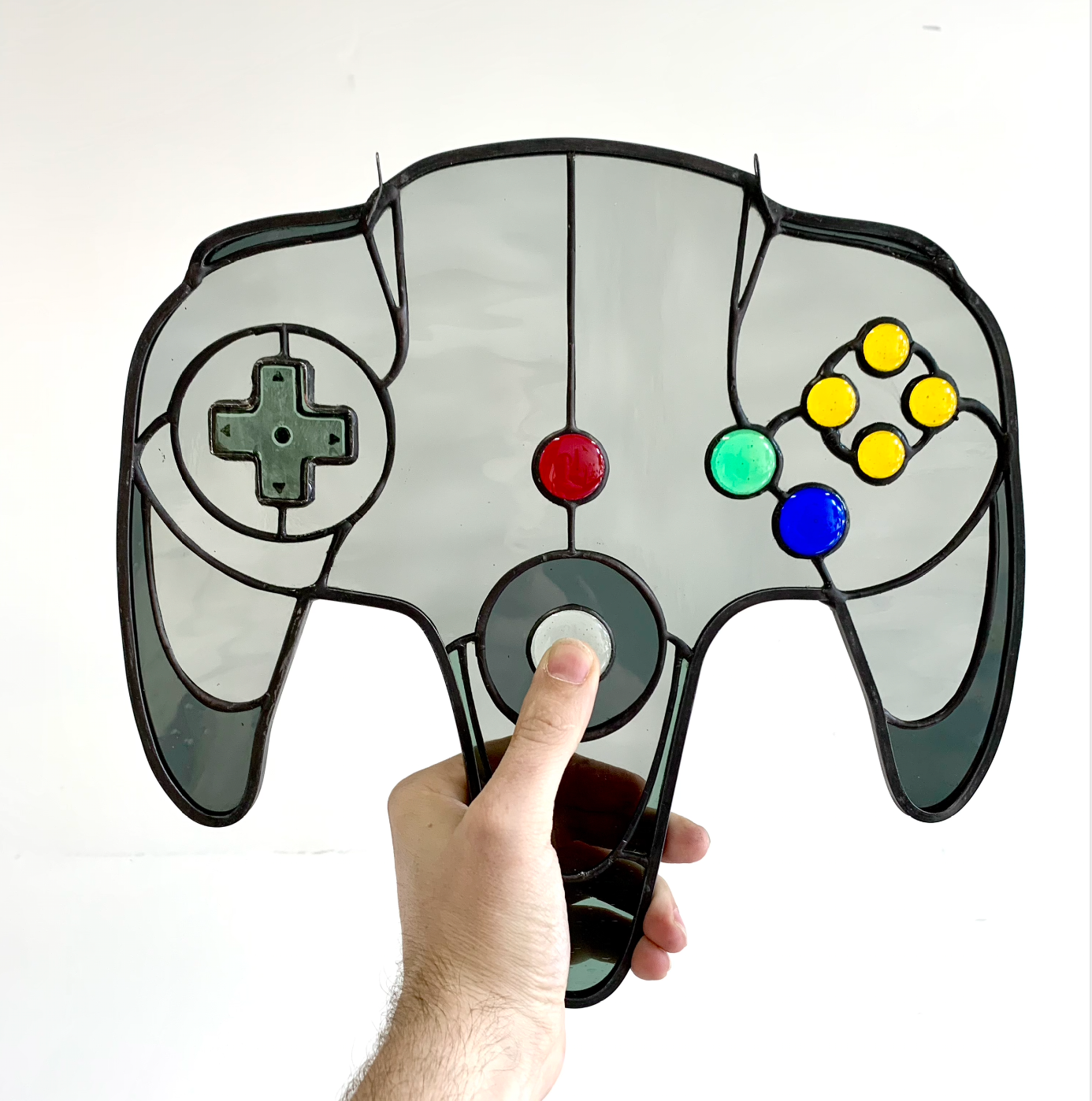 N64 Game Controller Inspired Stained Glass Art