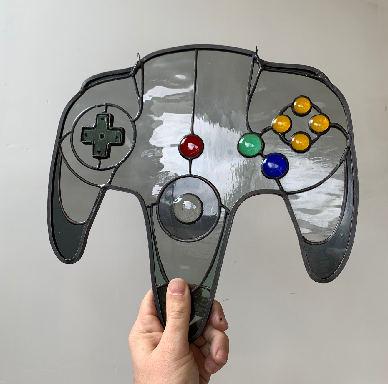 N64 Game Controller Inspired Stained Glass Art