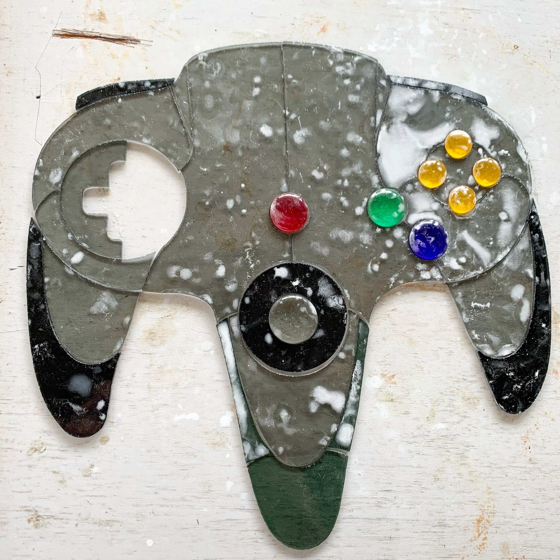 N64 Game Controller Inspired Stained Glass Art