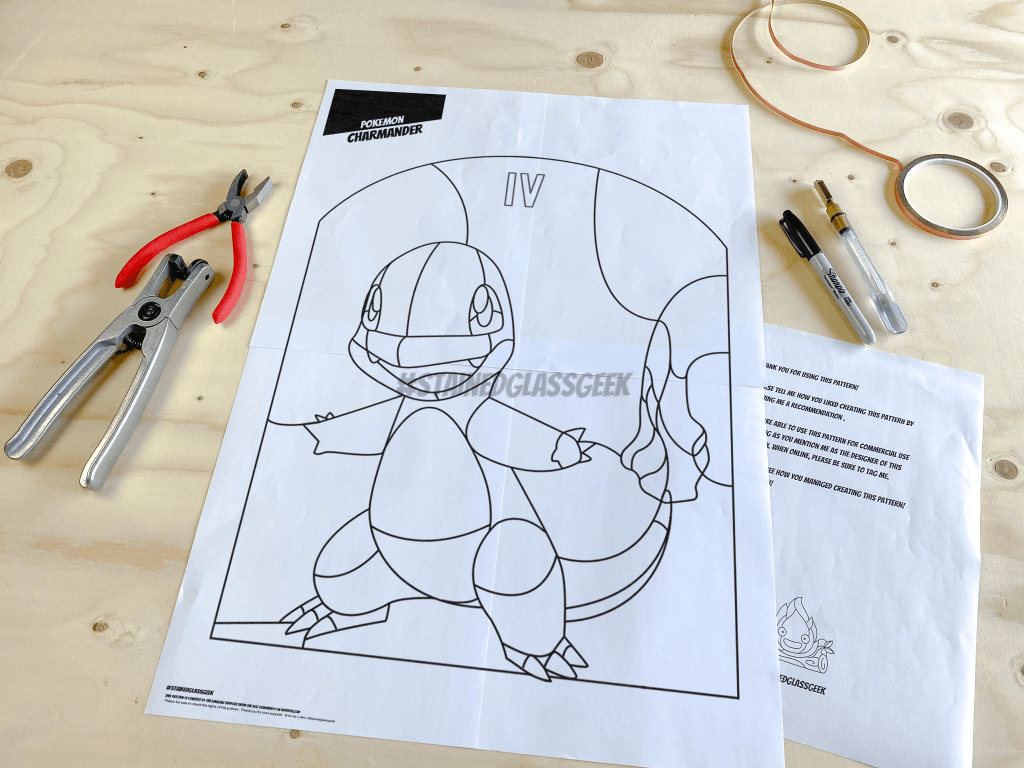 Charmander Inspired Stained Glass Pattern - Digital Download