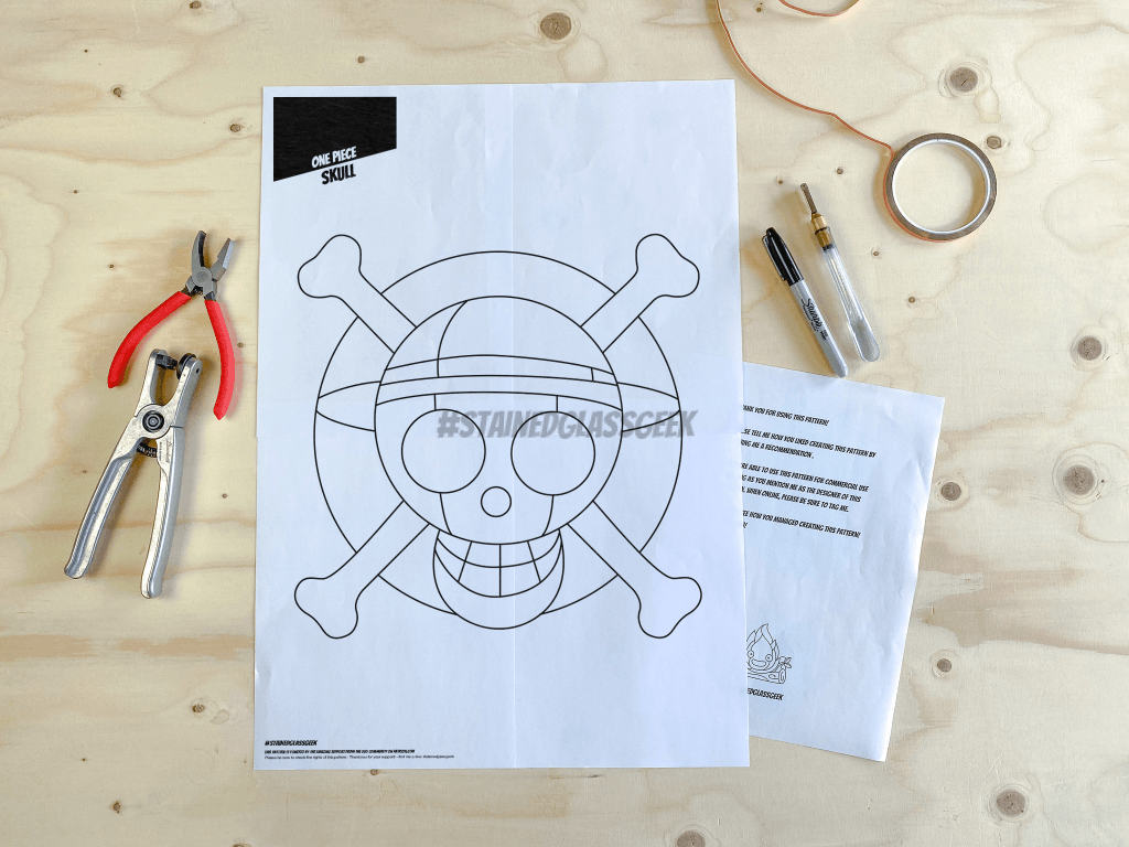 Straw Hat Pirates Emblem Stained Glass Pattern - PDF File