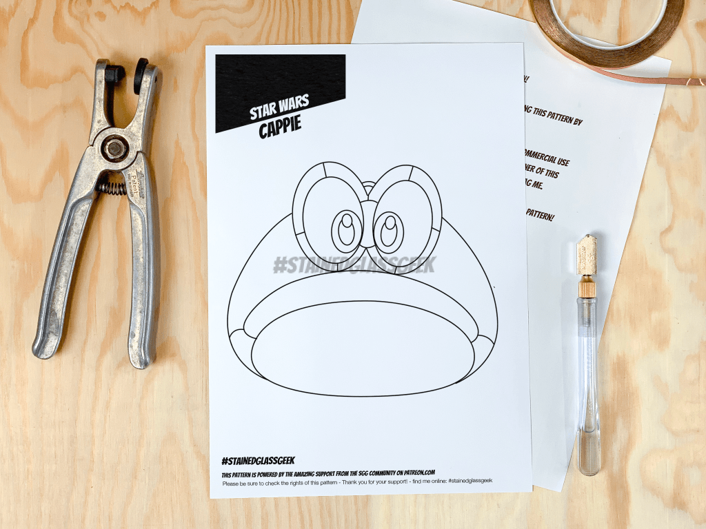 Mario Cappy Hat Inspired Stained Glass Pattern - PDF File