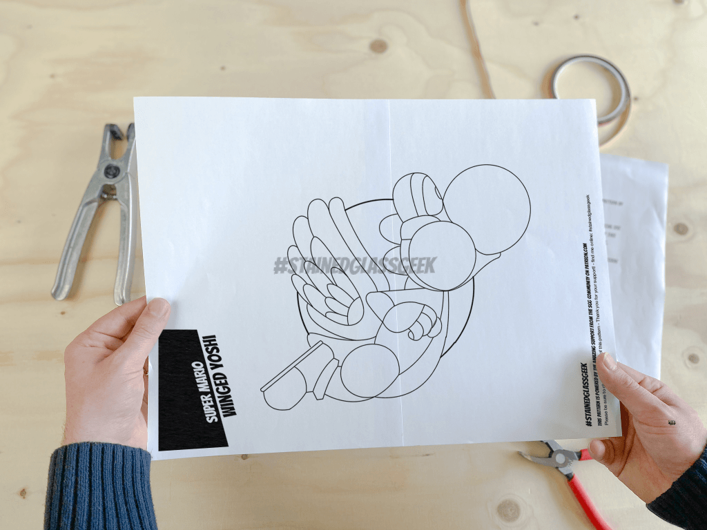 Winged Yoshi Inspired Stained Glass Pattern - Digital Download